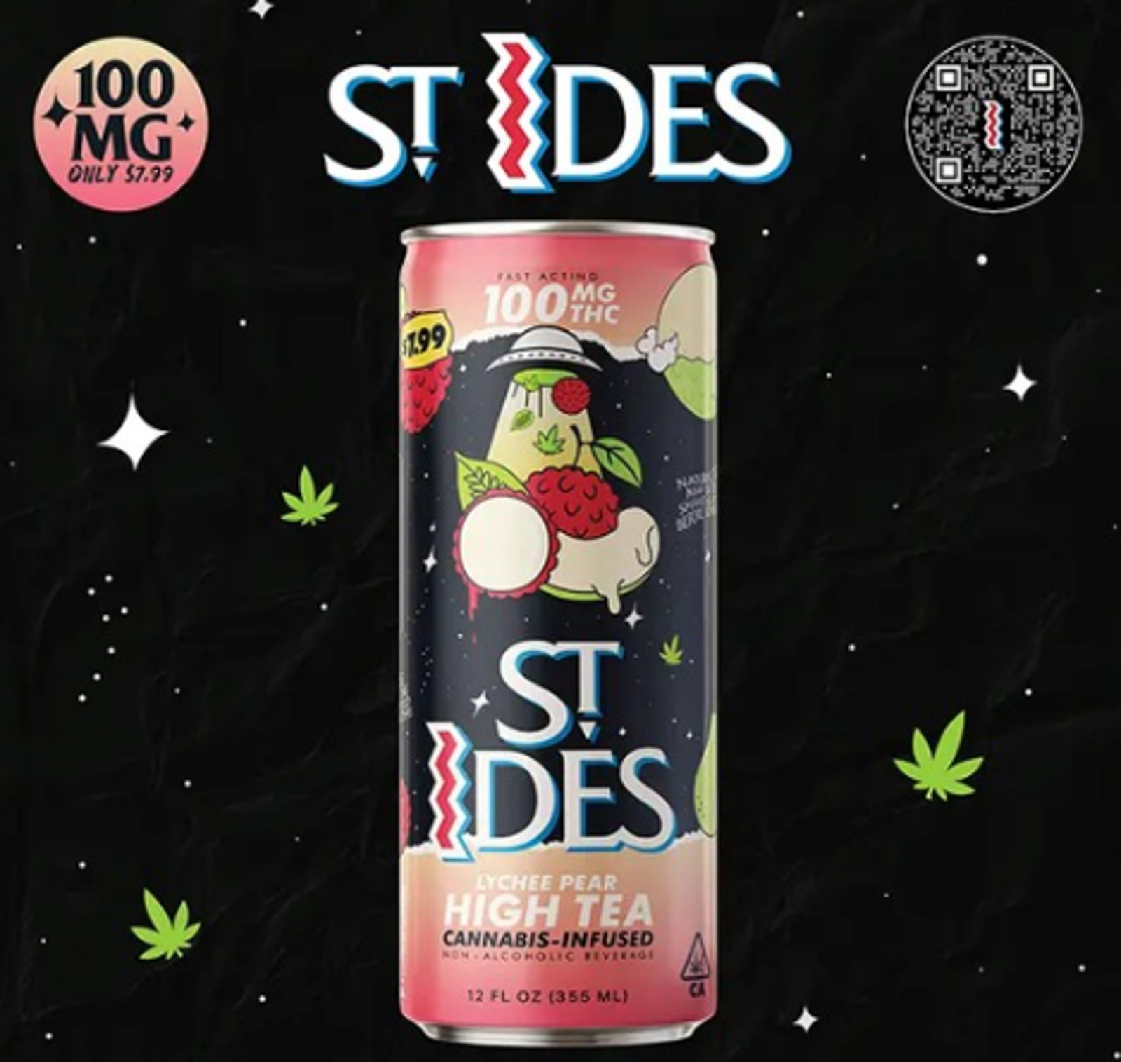 Buy ST. IDES - Lychee Pear - 12OZ HIGH TEA - 100MG at Greenstone