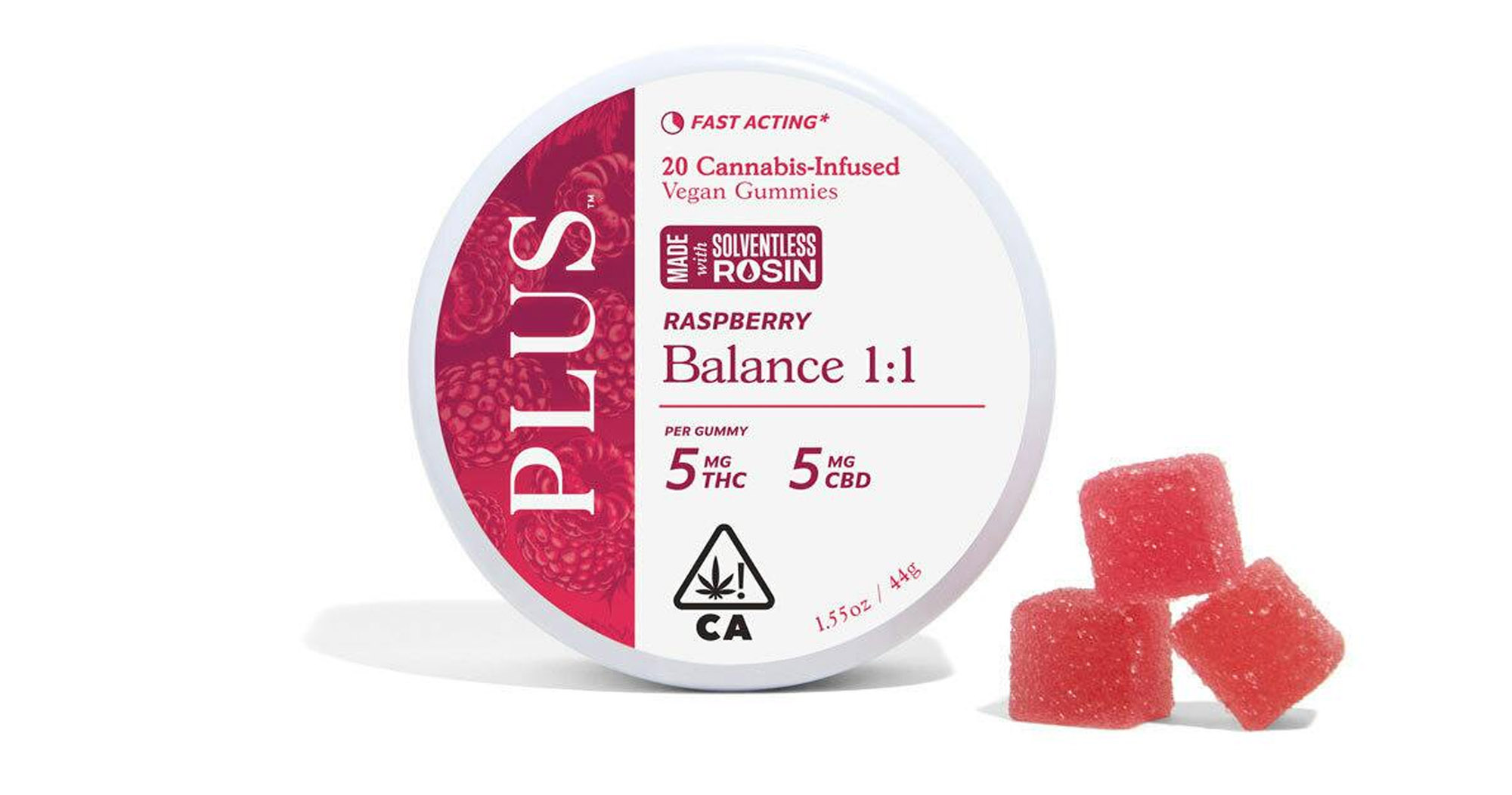 Mission Valley - Plus - Raspberry 1:1 Balance Solventless Rosin Gummies ...