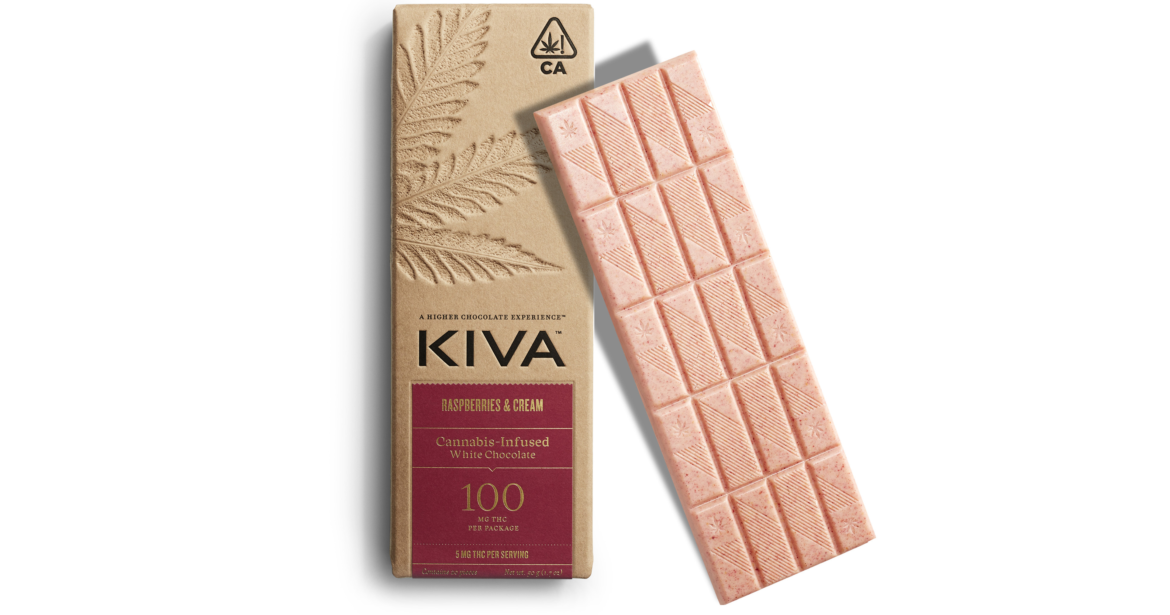 Kiva - Raspberries & Cream White Chocolate Bar - 100mg - San Diego ...