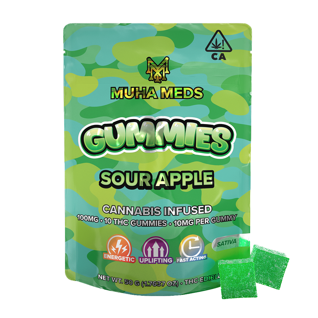 Muha Meds Sour Apple Hash Rosin Infused Gummies Edibles Strain (sativa ...