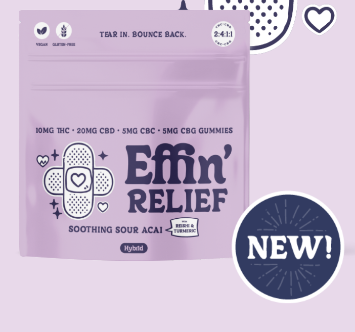 Effin' Edibles! Relief Soothing Sour Acai 2:4:1:1 THC:CBD:CBC:CBG ...