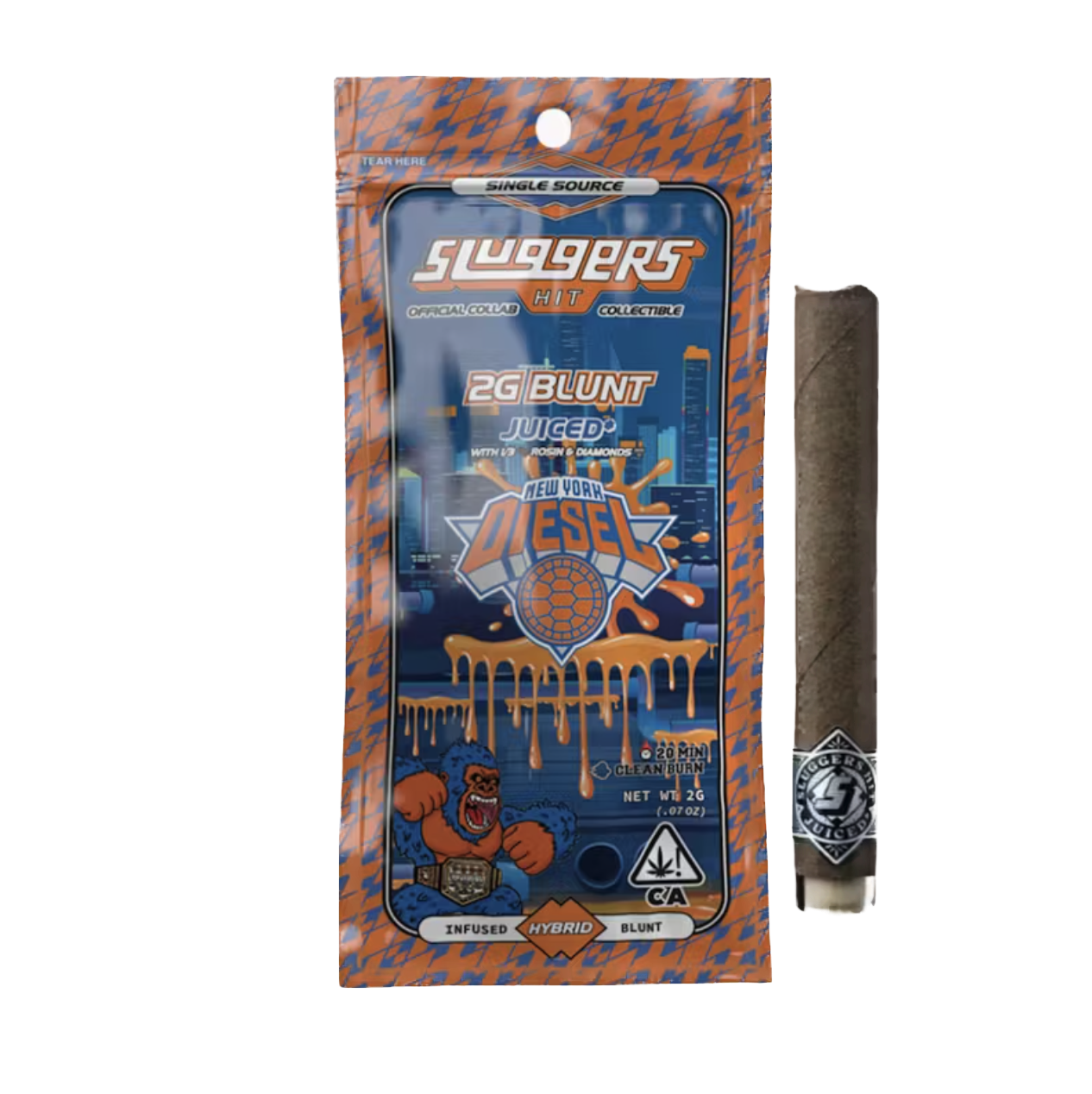 Sluggers Hit New York Diesel Infused Blunt Prerolls Strain (hybrid), 2g