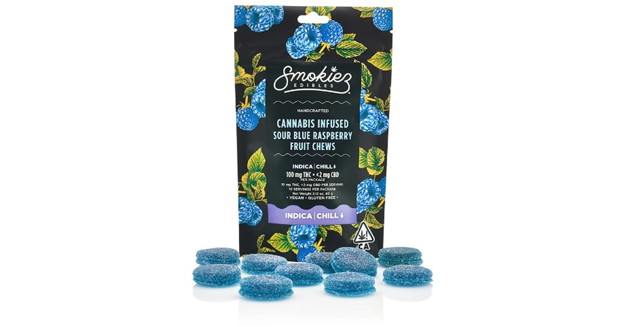 Vista - Smokiez Edibles - Sour Blue Raspberry Fruit Chews - 100mg - San ...