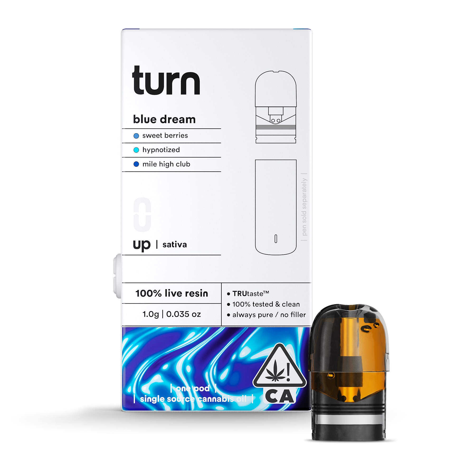 turn Blue Dream Live Resin Vapes Strain (sativa), 1g