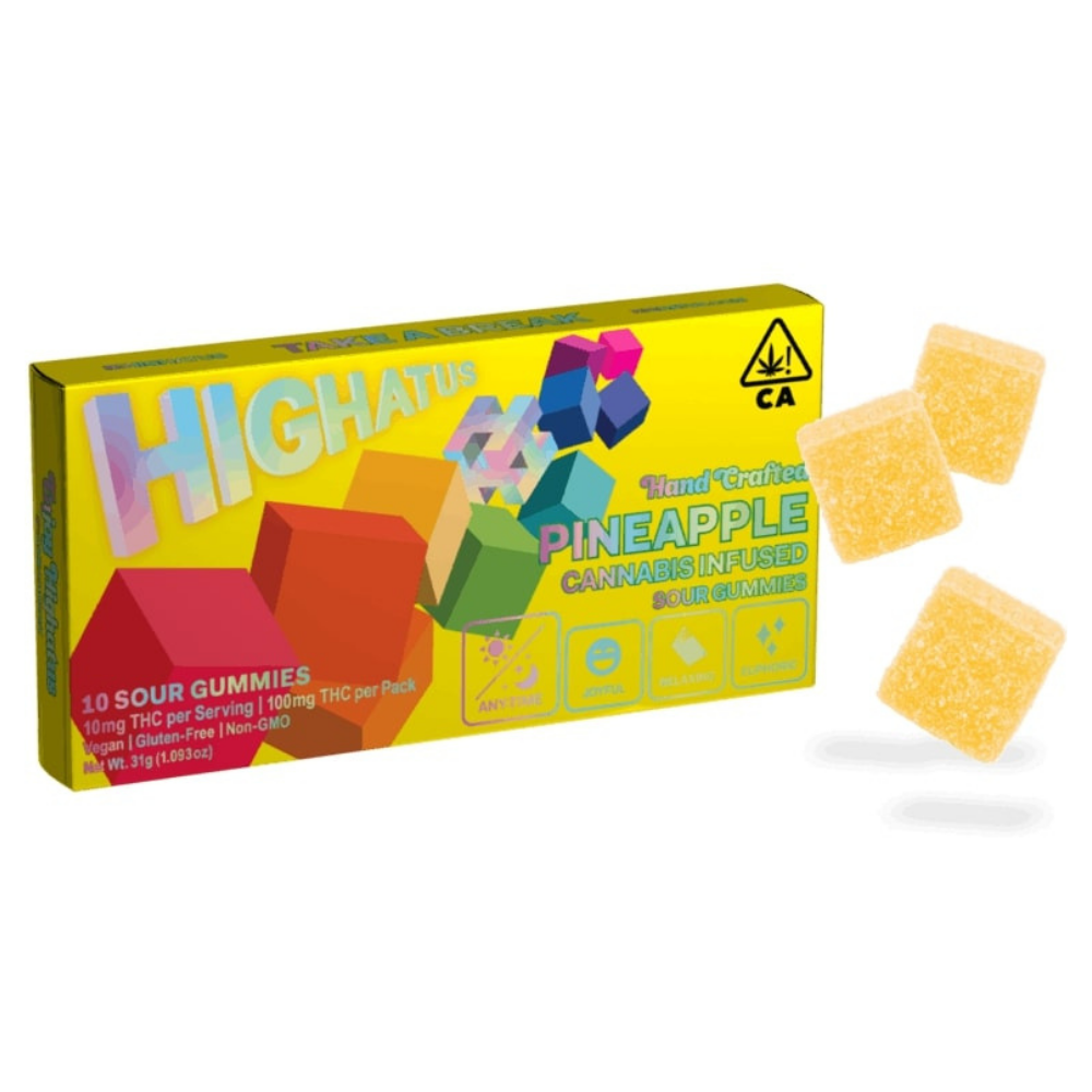 Highatus Pineapple Sour Gummies Edibles Strain (hybrid), 100mg