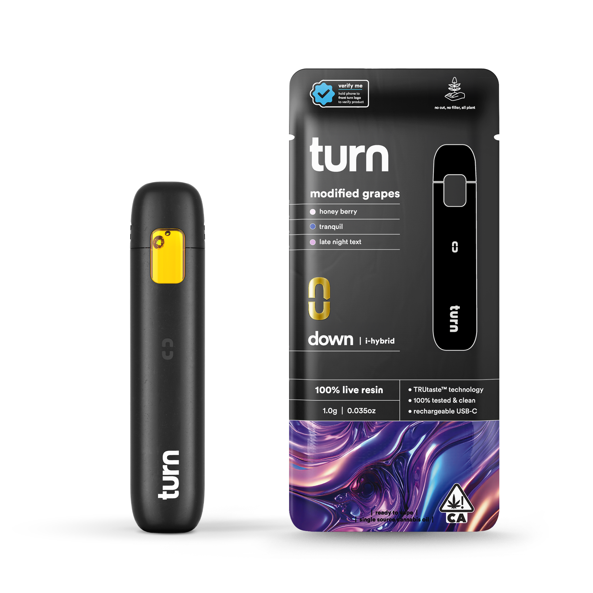 turn Modified Grapes Live Resin All-In-One Vapes Strain (hybrid), 1g