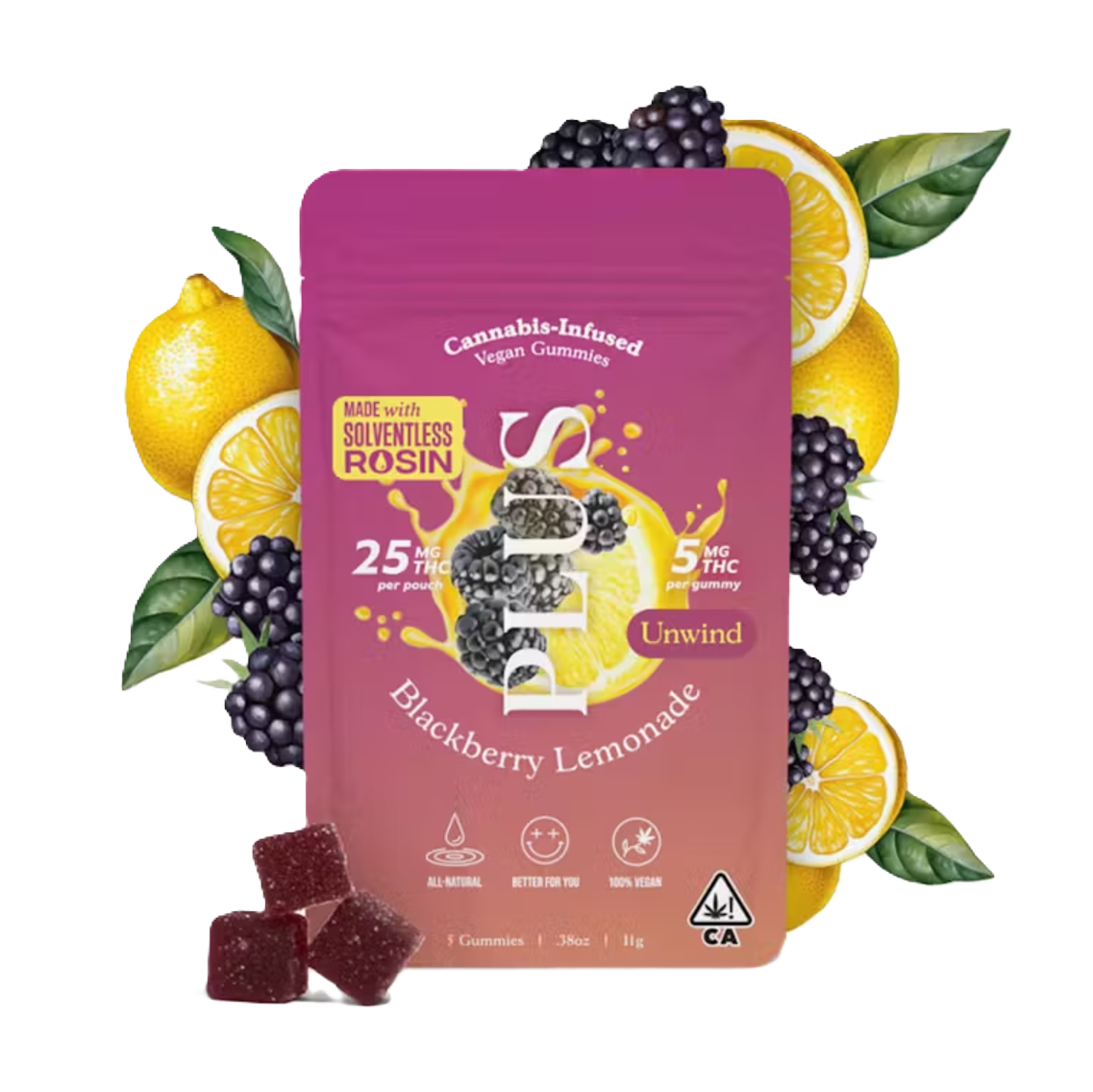 PLUS Blackberry Lemonade Rosin Gummies 5-Pack Edibles Strain (indica), 25mg